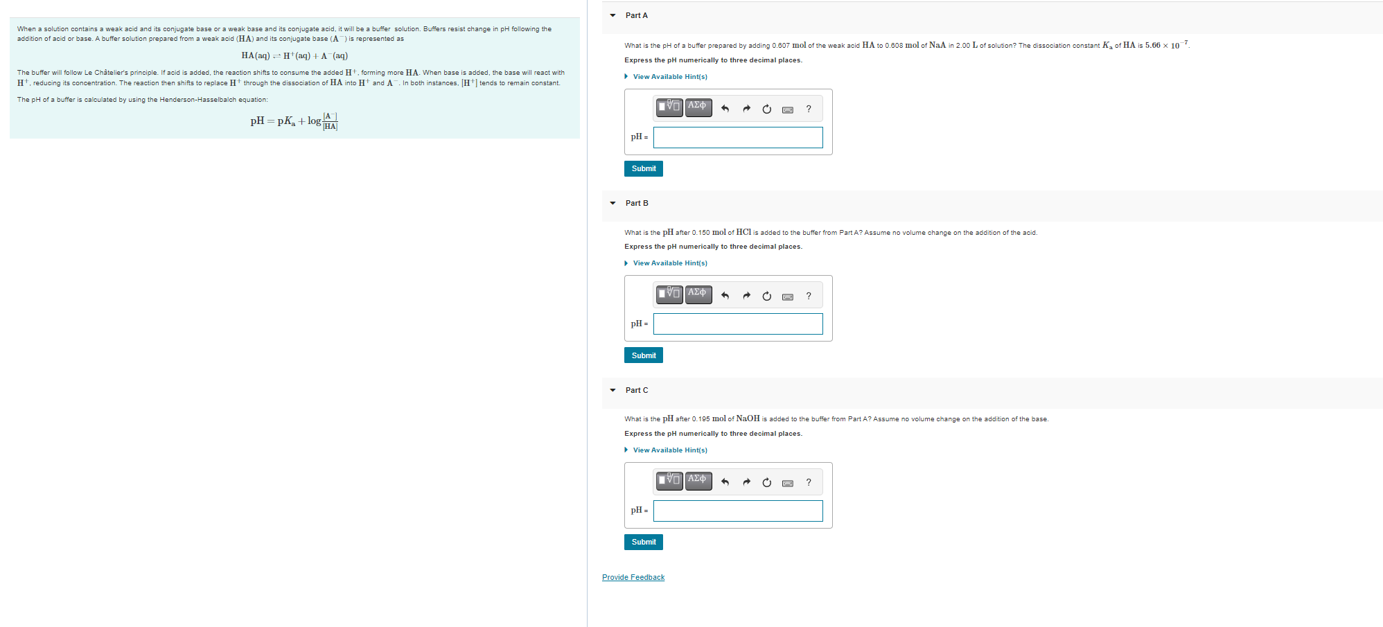 Solved When a solution contains a weak acid and its | Chegg.com