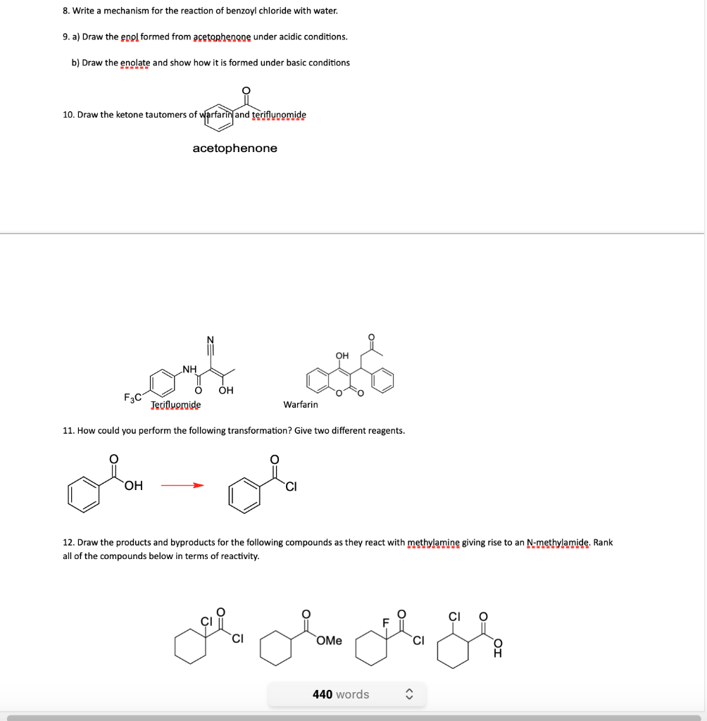 Solved 8. Write a mechanism for the reaction of benzoyl | Chegg.com
