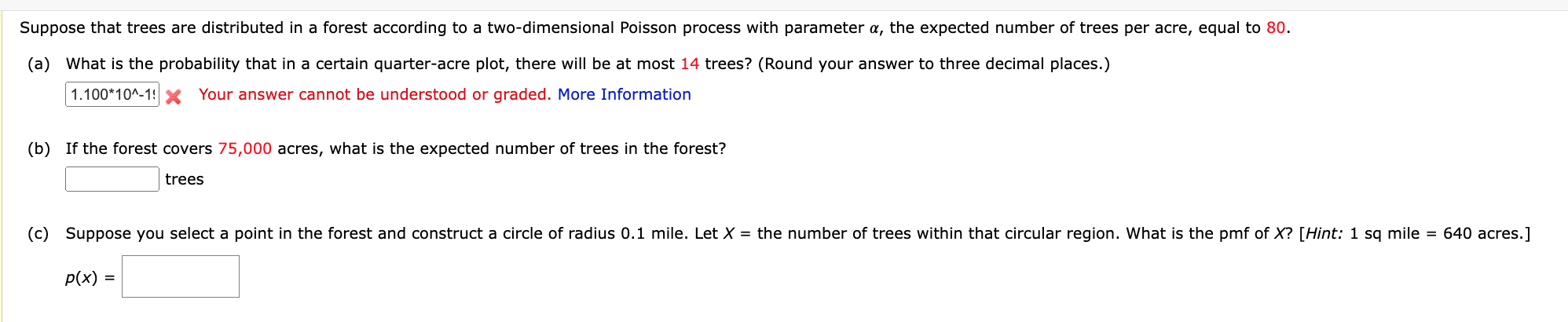Solved Suppose that trees are distributed in a forest | Chegg.com