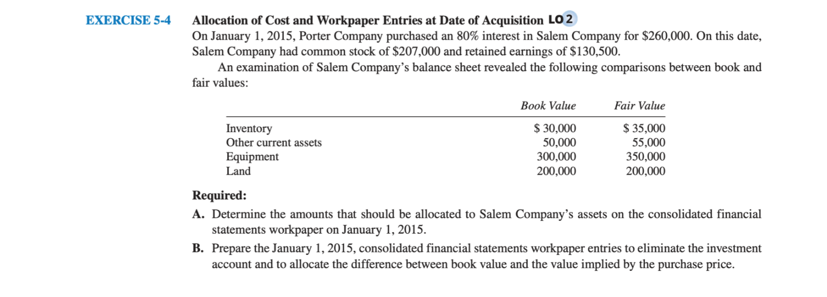 EXERCISE 5-4 Allocation of Cost and Workpaper Entries | Chegg.com