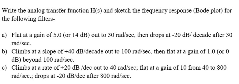 Solved Write the analog transfer function H(s) and sketch | Chegg.com