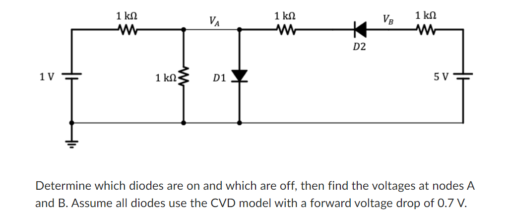 Solved Determine which diodes are on and which are off, then | Chegg.com