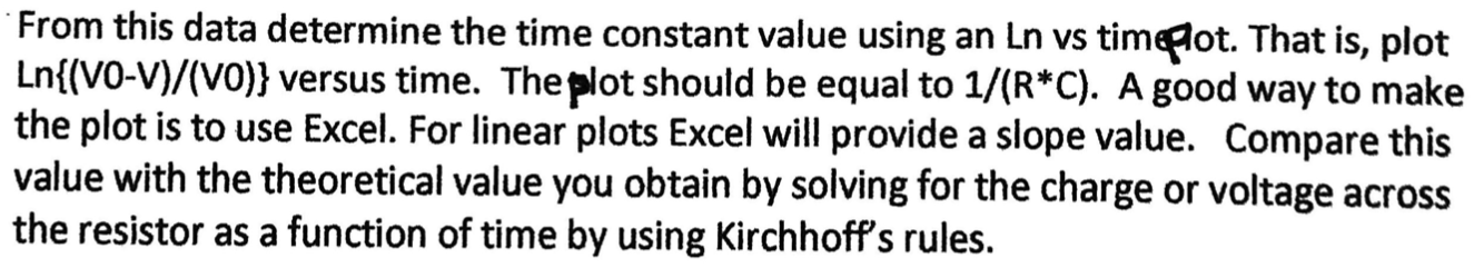 Solved From this data determine the time constant value | Chegg.com
