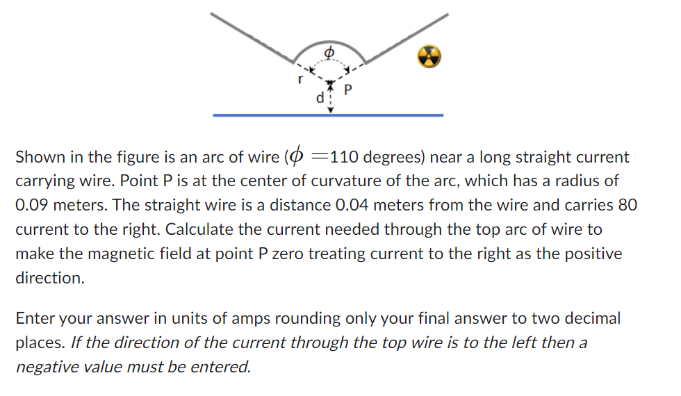 Solved Shown in the figure is an arc of wire ( ϕ=110 | Chegg.com