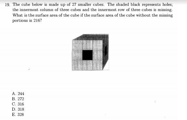 Solved 19. The cube below is made up of 27 smaller cubes. | Chegg.com