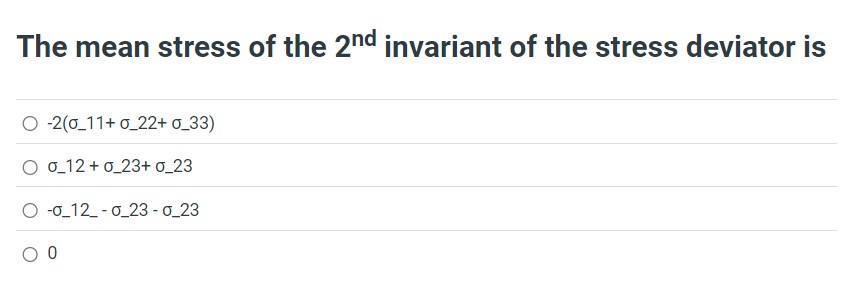 Solved The mean stress of the 2nd ﻿invariant of the stress | Chegg.com