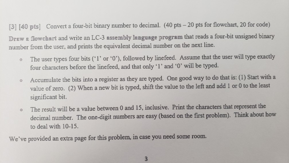 [3] [40 pts) Convert a four-bit binary number to | Chegg.com