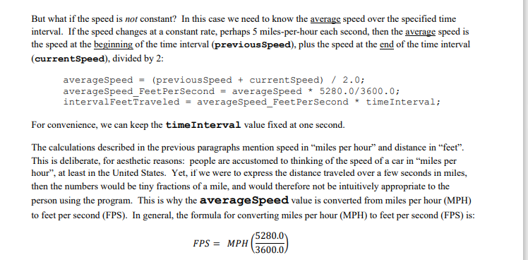 Solved Automobile Speed/Distance Application Program This | Chegg.com