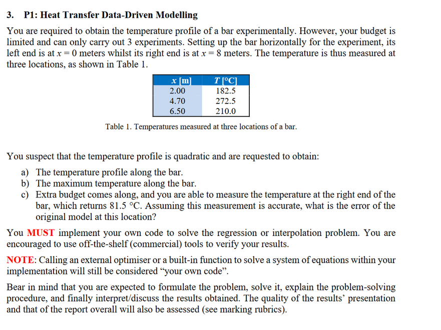 Solved 3. P1: Heat Transfer Data-Driven Modelling You are | Chegg.com