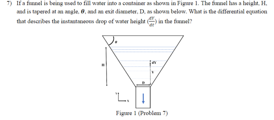 Solved 7) If a funnel is being used to fill water into a | Chegg.com