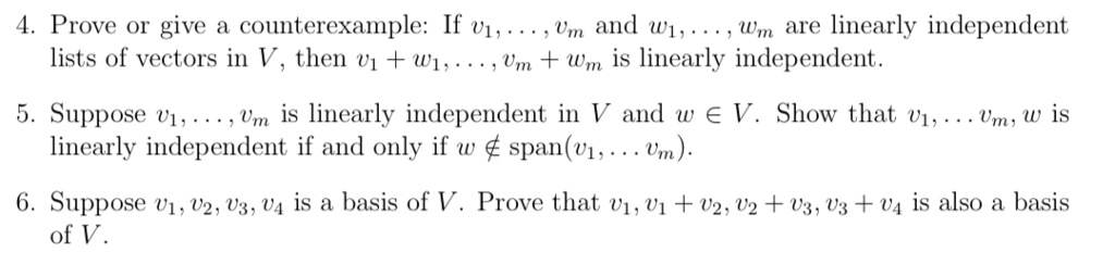 Solved 4. Prove or give a counterexample: If v..,Vm and | Chegg.com