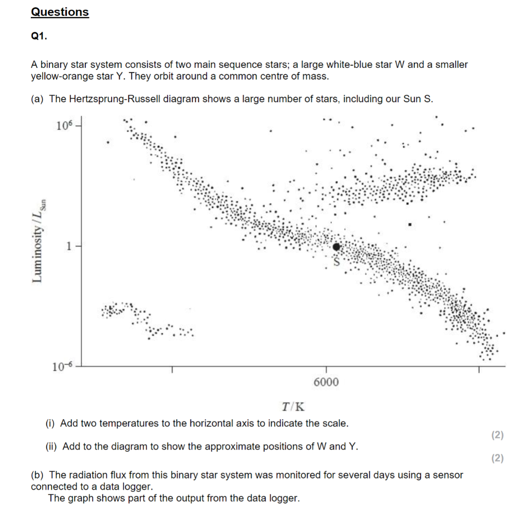 Solved Questions Q1. A binary star system consists of two | Chegg.com