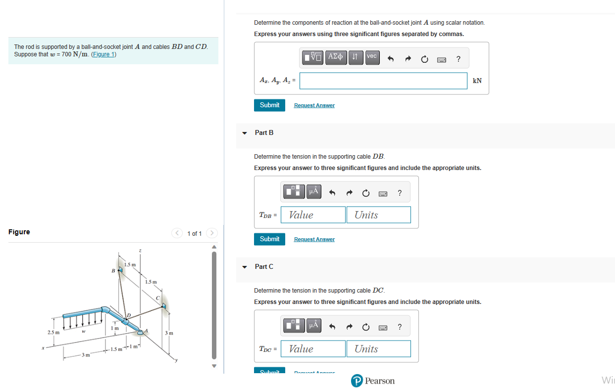 Determine the components of reaction at the | Chegg.com