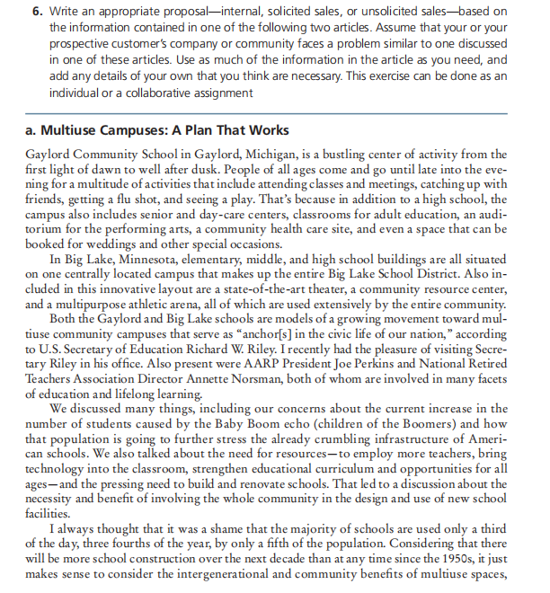 6. Write an appropriate proposal—internal, solicited | Chegg.com