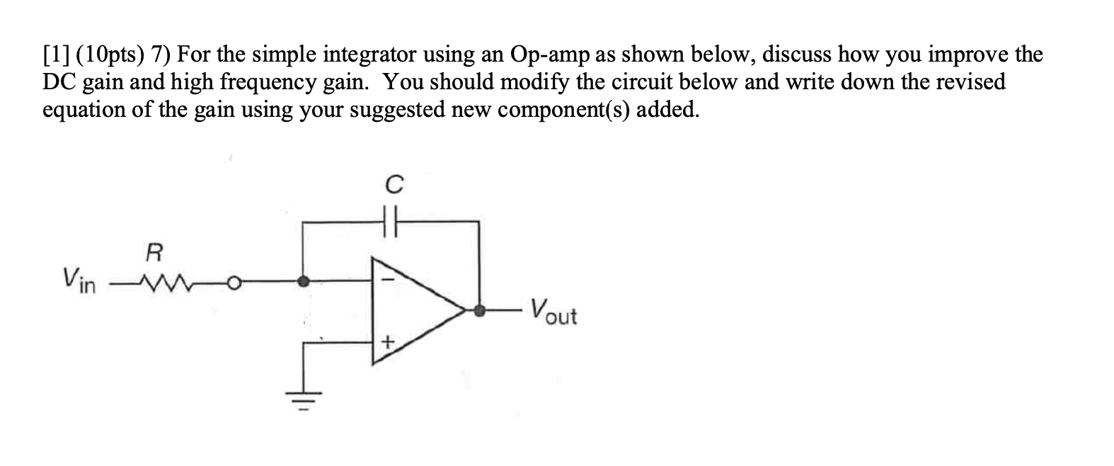Solved [1] (10pts) 7) For the simple integrator using an | Chegg.com