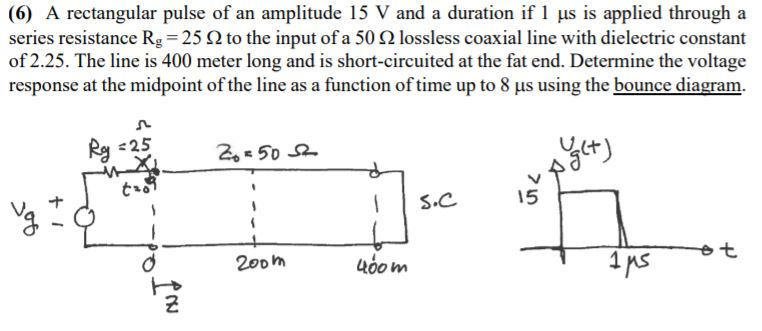 Solved (6) A rectangular pulse of an amplitude 15 V and a | Chegg.com