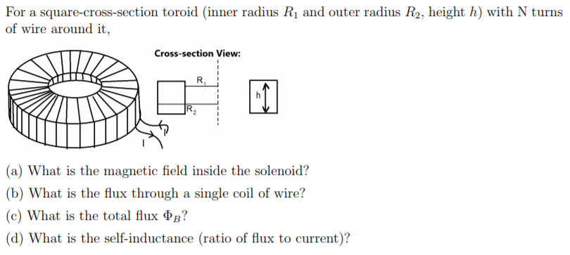 Solved For a square-cross-section toroid (inner radius Ri | Chegg.com