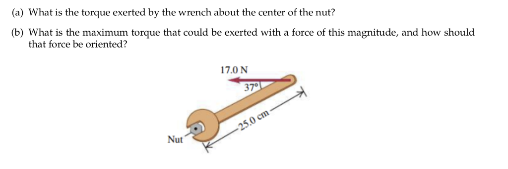 Solved (a) What is the torque exerted by the wrench about | Chegg.com
