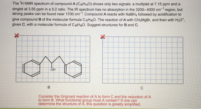 Solved The^1 H NMR spectrum of compound A (C_15 H_14 O) | Chegg.com