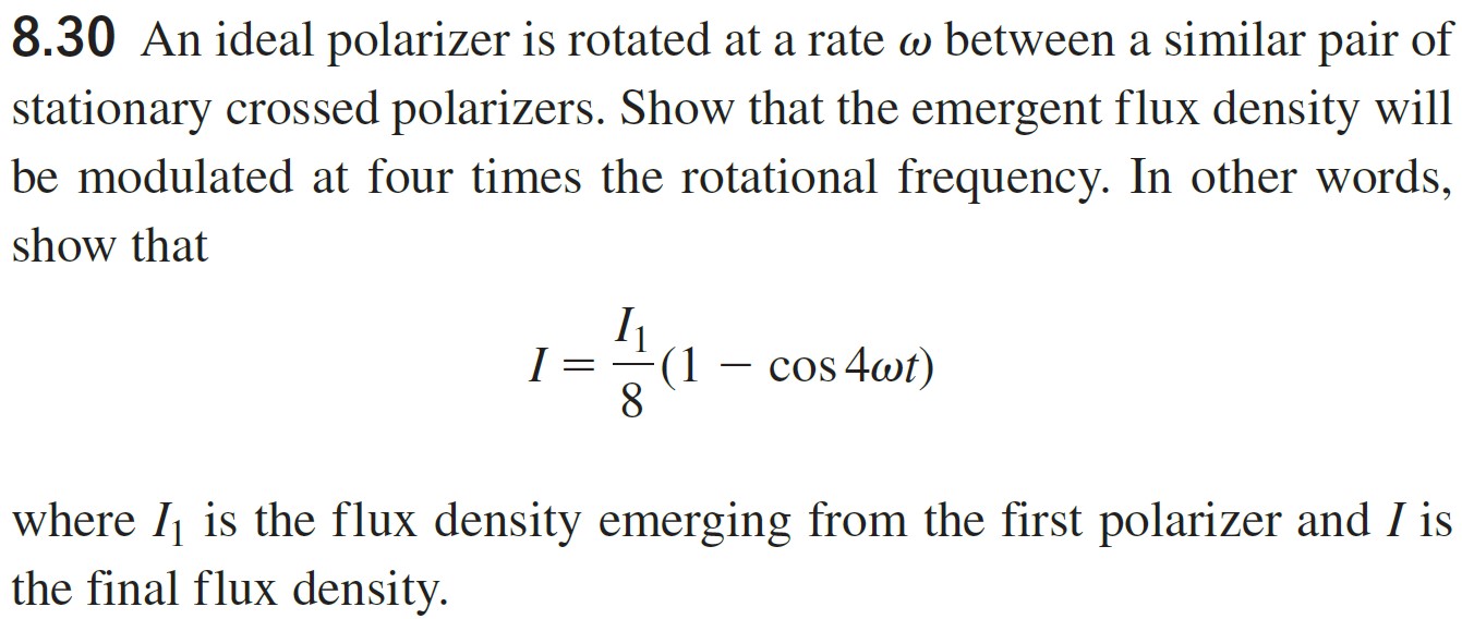 Solved 8.30 An ideal polarizer is rotated at a rate ω | Chegg.com