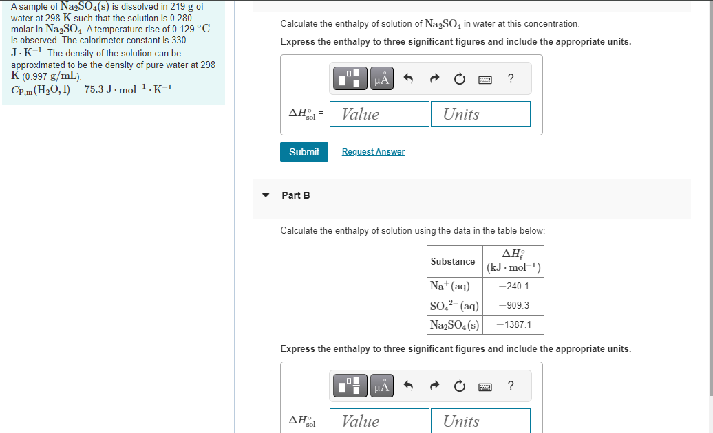 Solved A sample of Na2SO4( s) is dissolved in 219 g of water | Chegg.com
