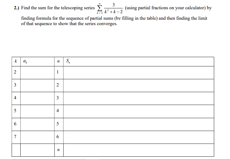 Solved 2.) Find the sum for the telescoping series | Chegg.com