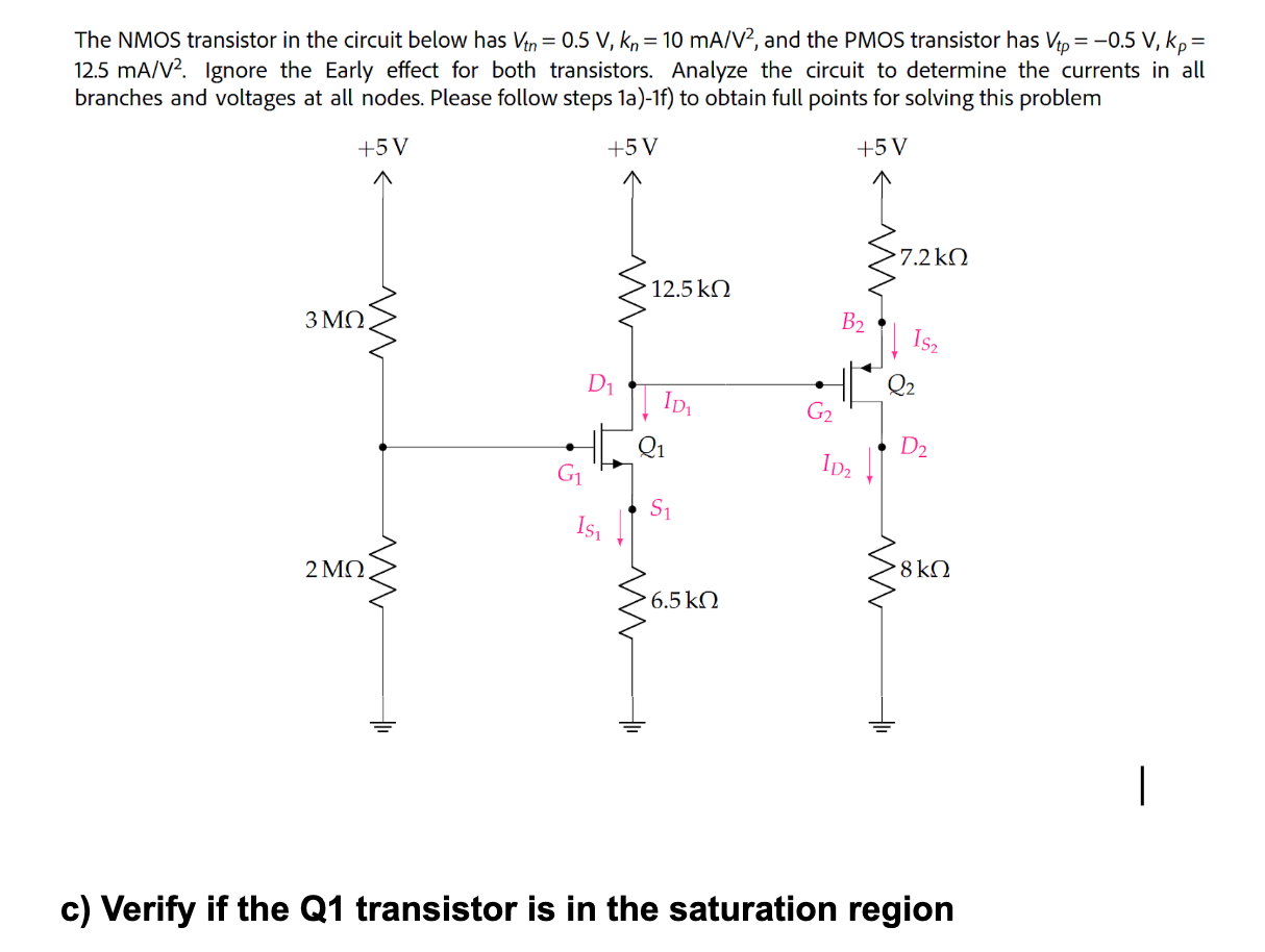 Solved The NMOS transistor in ﻿the circuit below has | Chegg.com