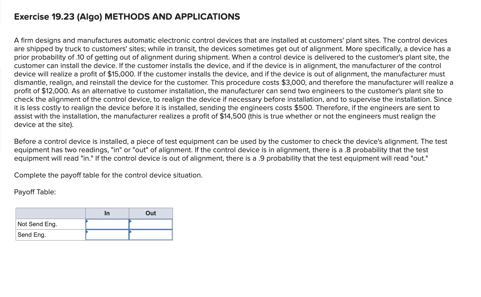 Solved Exercise 19.23 (Algo) METHODS AND APPLICATIONS A firm | Chegg.com