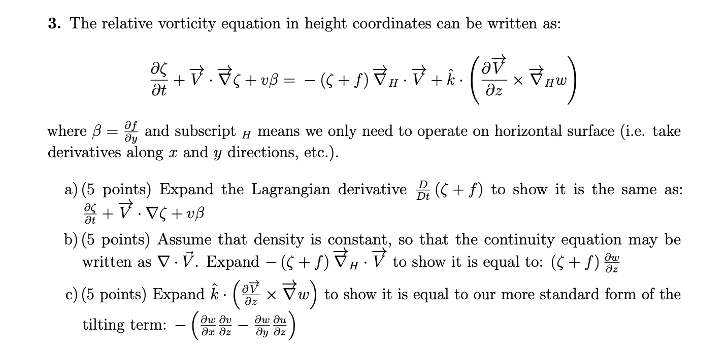 Solved The relative vorticity equation in ﻿height | Chegg.com