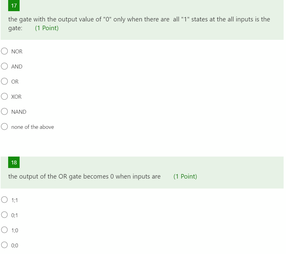 Solved the gate with the output value of "0" only when there | Chegg.com