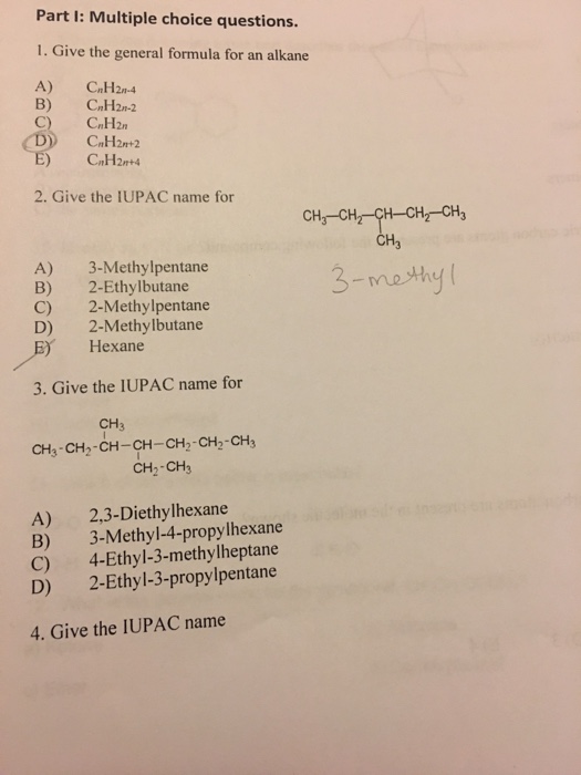 Solved Part l: Multiple choice questions 1. Give the general | Chegg.com