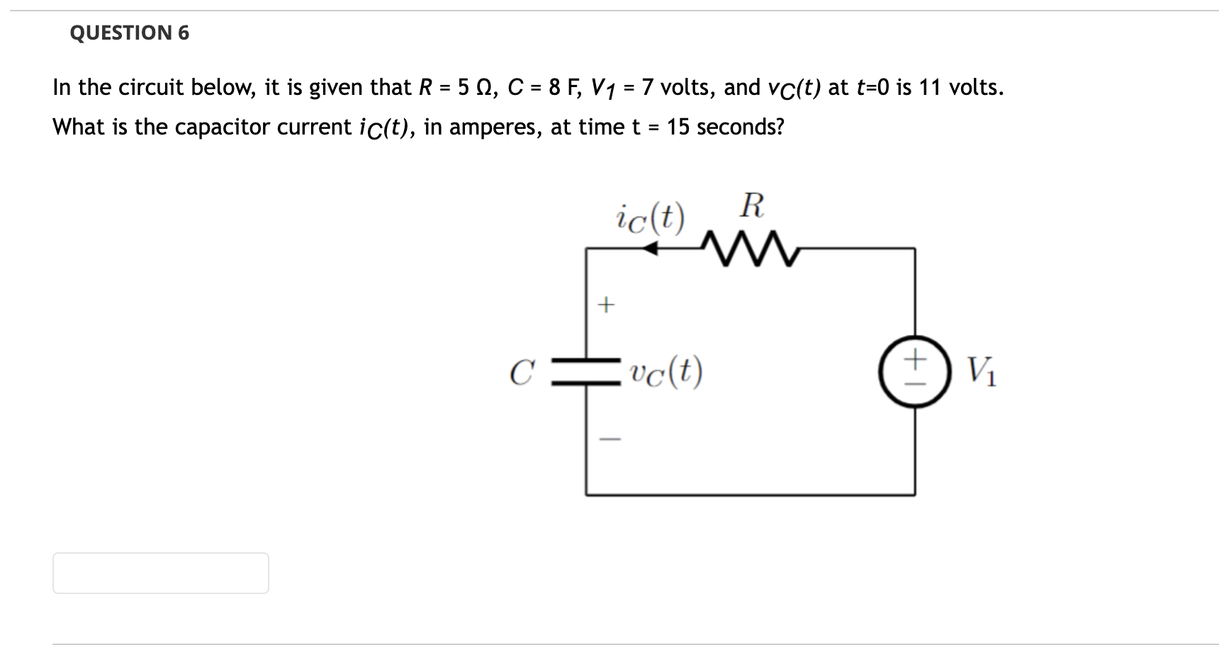 Solved In the circuit below, it is given that R=5Ω,C=8 | Chegg.com
