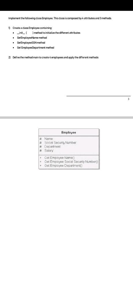Solved 1) Create a class Employee containing: - _init_- I | Chegg.com
