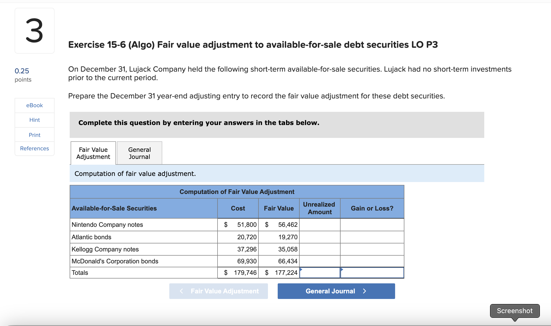 Solved Exercise 15-6 (Algo) Fair value adjustment to | Chegg.com