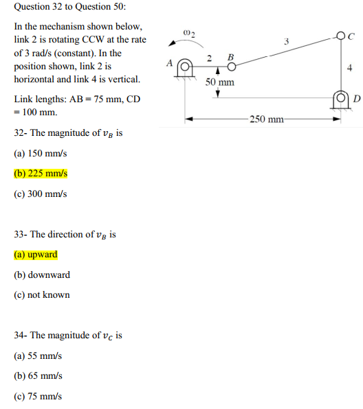 Solved Question 32 to Question 50: In the mechanism shown | Chegg.com
