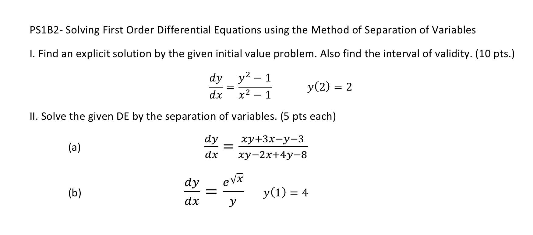 Solved PS1B2- Solving First Order Differential Equations | Chegg.com