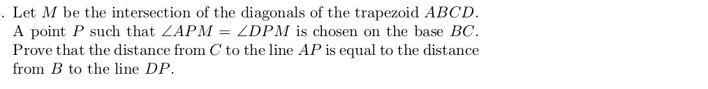 Solved - Let M be the intersection of the diagonals of the | Chegg.com