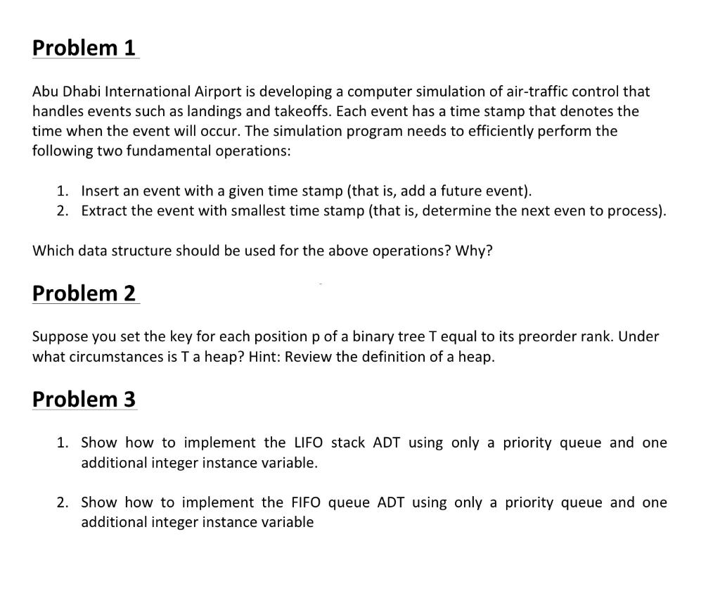 Solved Problem 1 Abu Dhabi International Airport is | Chegg.com