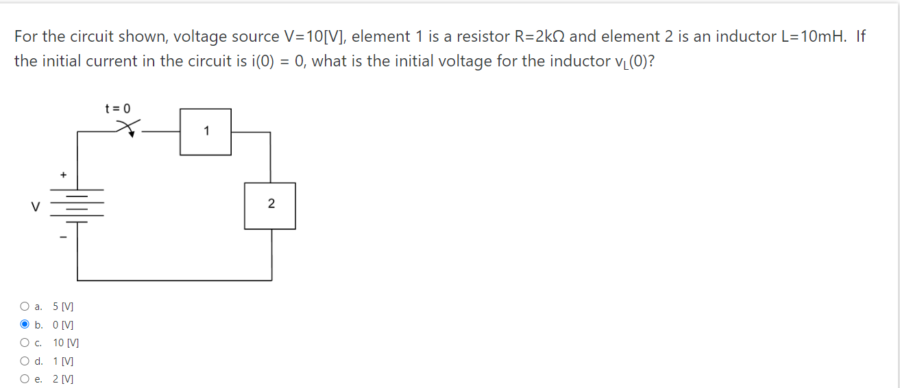 Solved For the circuit shown, voltage source V=10[V], | Chegg.com