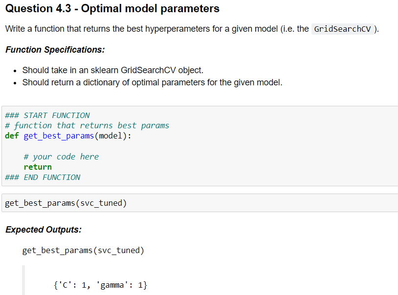 Question 4.3 - Optimal model parameters Write a | Chegg.com