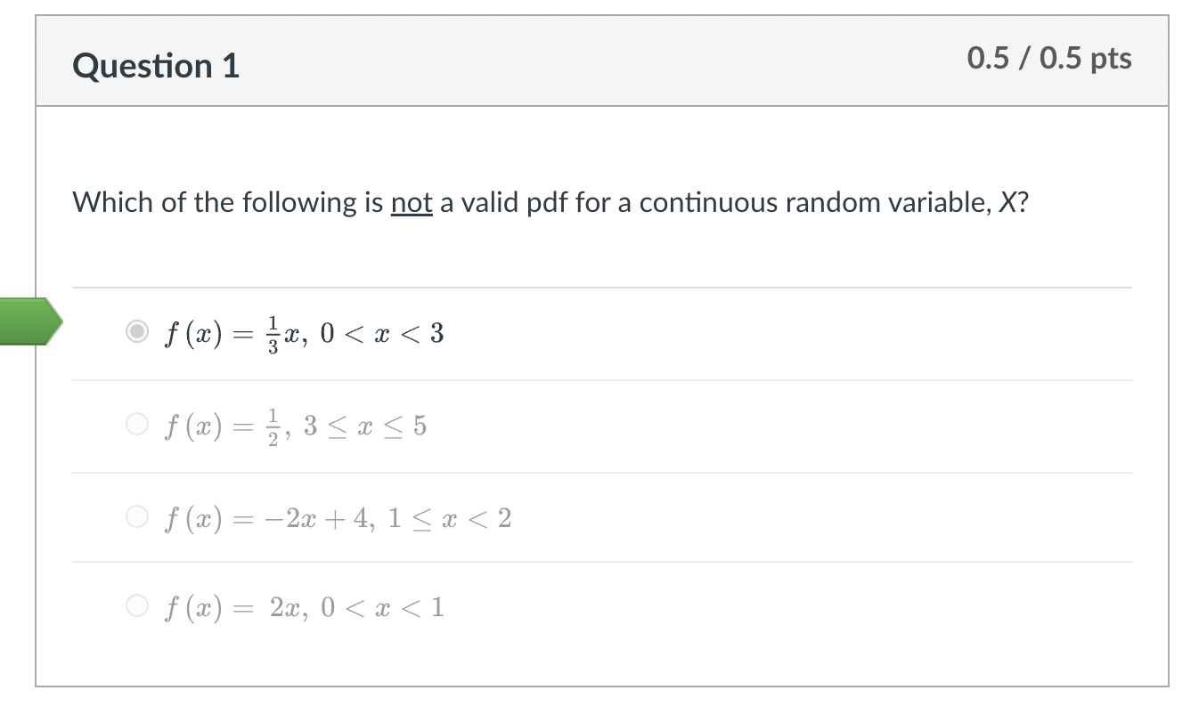 Solved Which of the following is not a valid pdf for a | Chegg.com