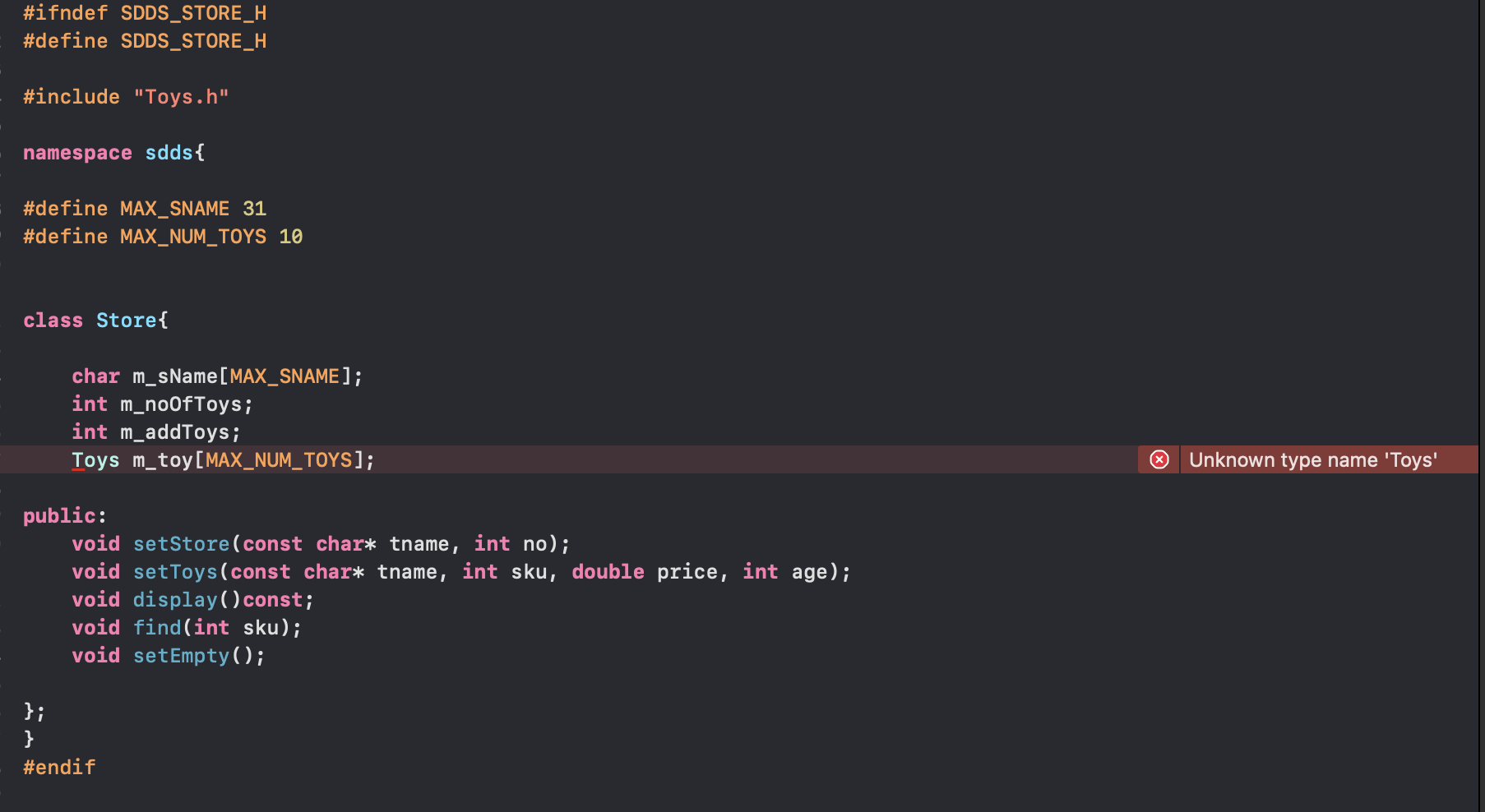 Solved \#ifndef SDDS_STORE_H \#define SDDS_STORE_H \#include | Chegg.com