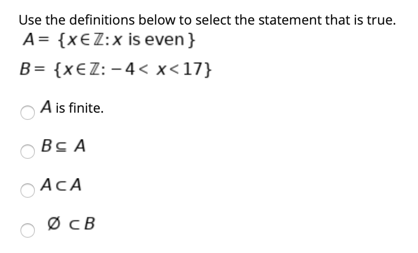Solved Use the definitions below to select the statement | Chegg.com