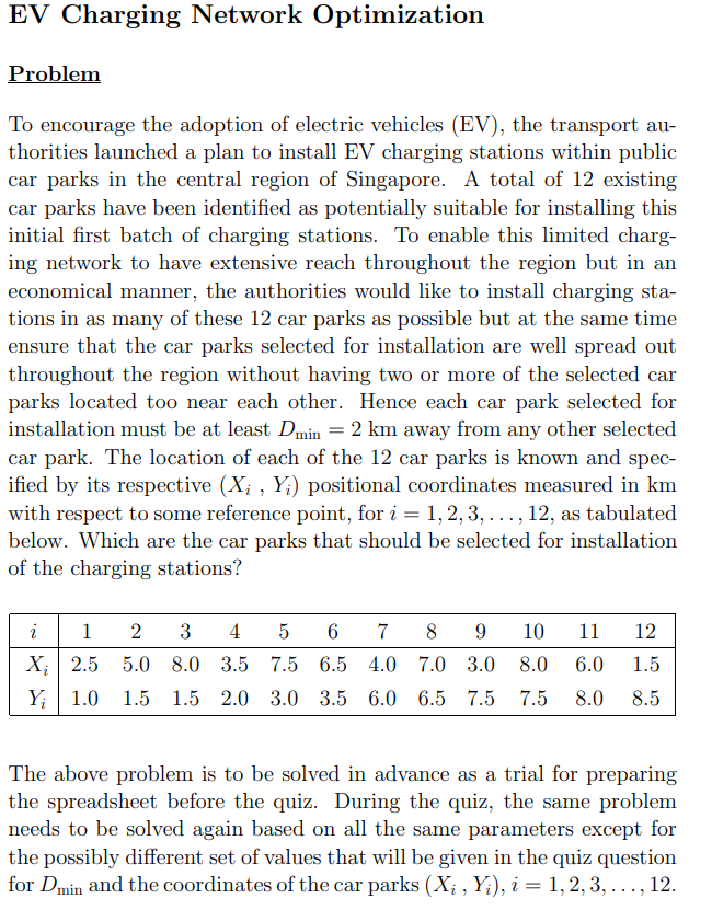 Solved EV Charging Network OptimizationProblemTo encourage | Chegg.com