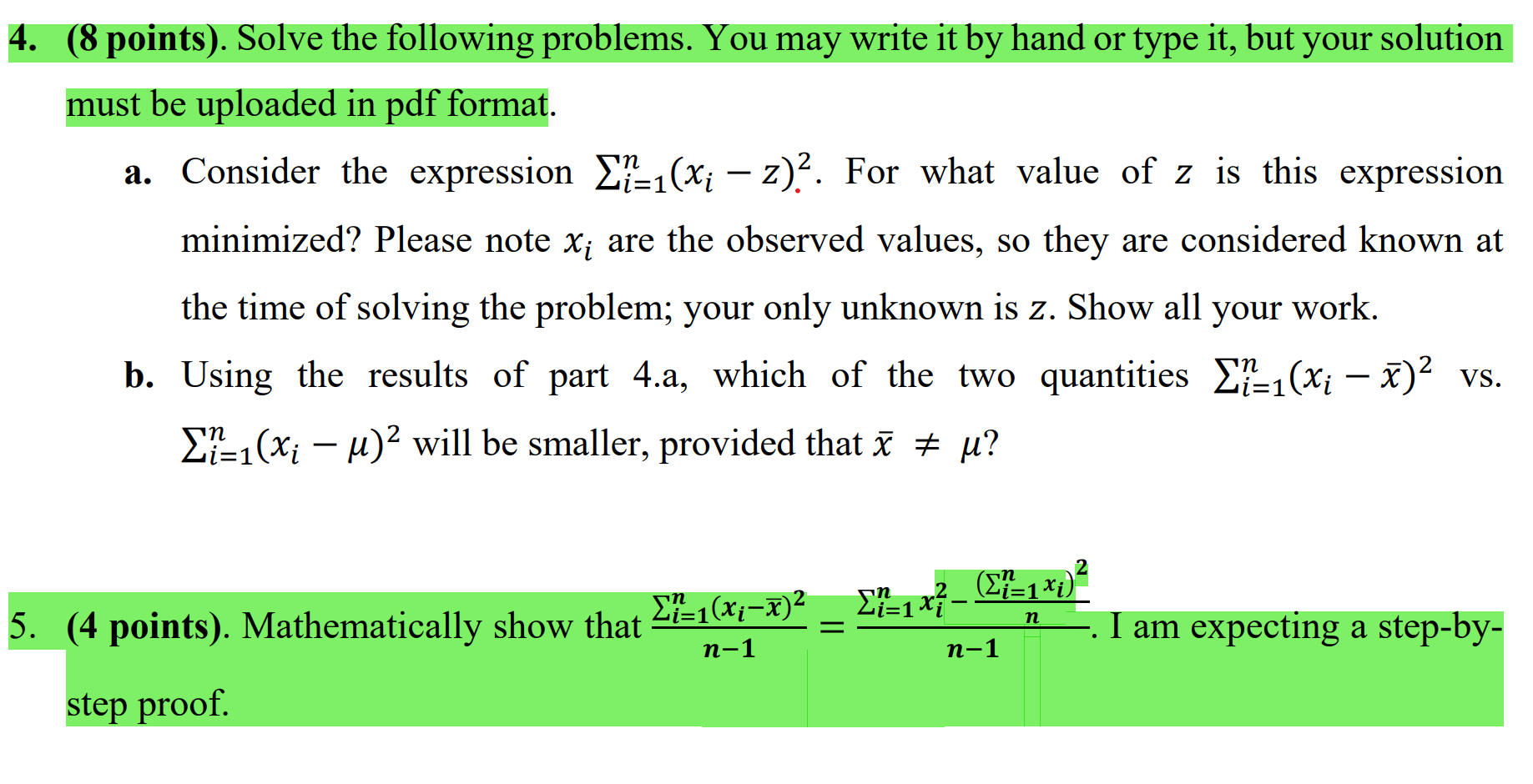 Solved (8 points). Solve the following problems. You may | Chegg.com