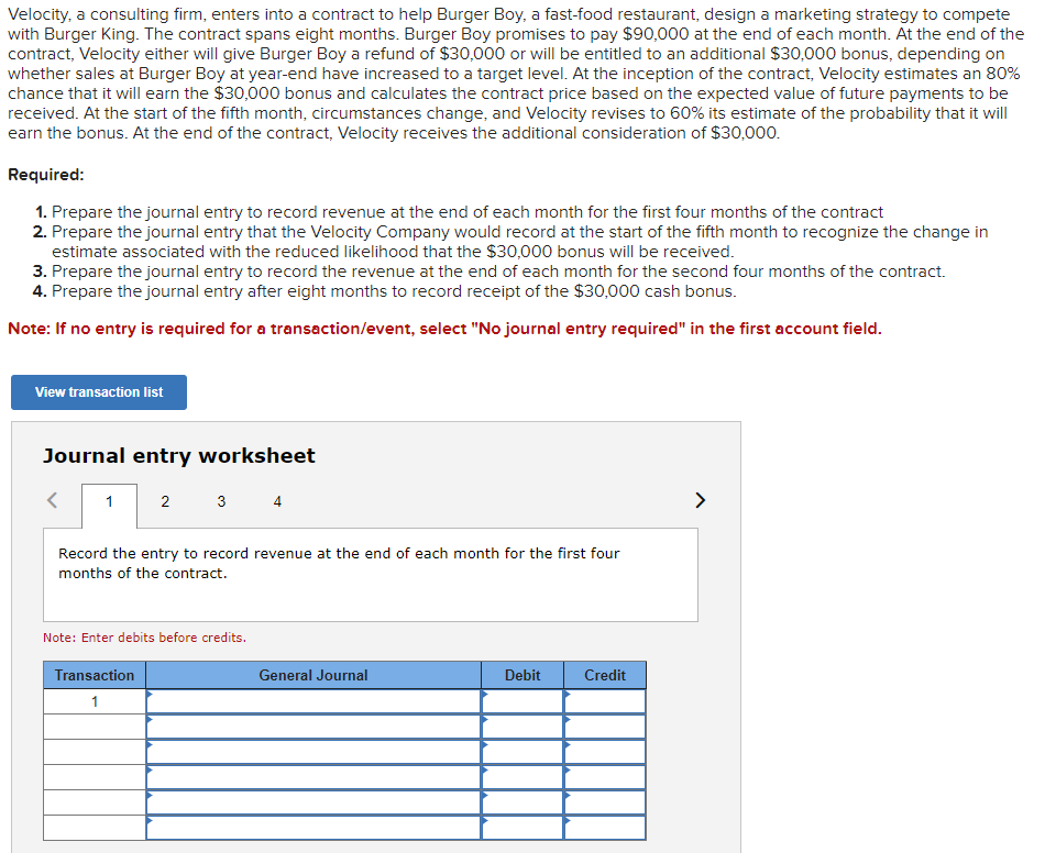 Solved Velocity, a consulting firm, enters into a contract | Chegg.com