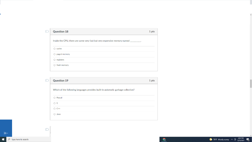 Solved Question 18 1 pts Inside the CPU, there are some very | Chegg.com