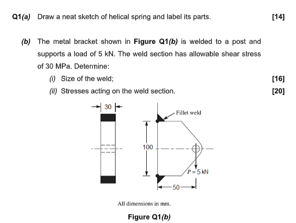 Solved Q1(a) Draw a neat sketch of helical spring and label | Chegg.com