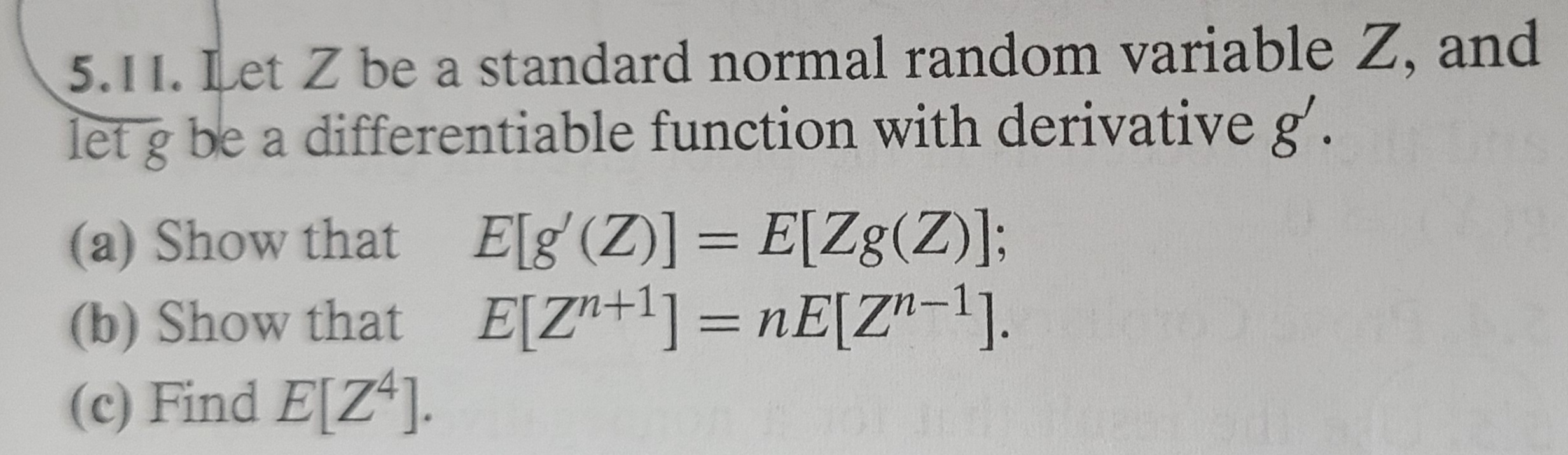 Solved 5. I I. Let Z be a standard normal random variable Z, | Chegg.com