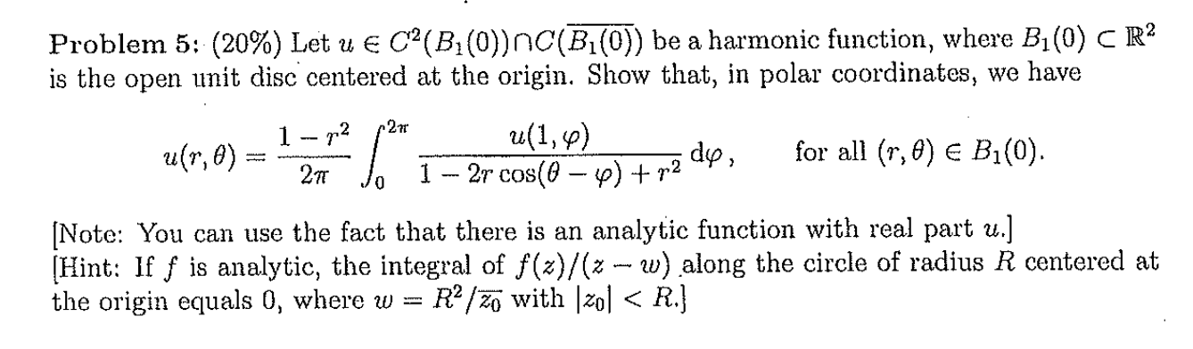 Solved a Problem 5: (20%) Let u € C2(B1(0)) nC(B1(0)) be a | Chegg.com
